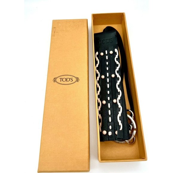 Tod's | Bags | Tods Bag Purse Charm Fob Tassel Fringe Black Tan Boho ...